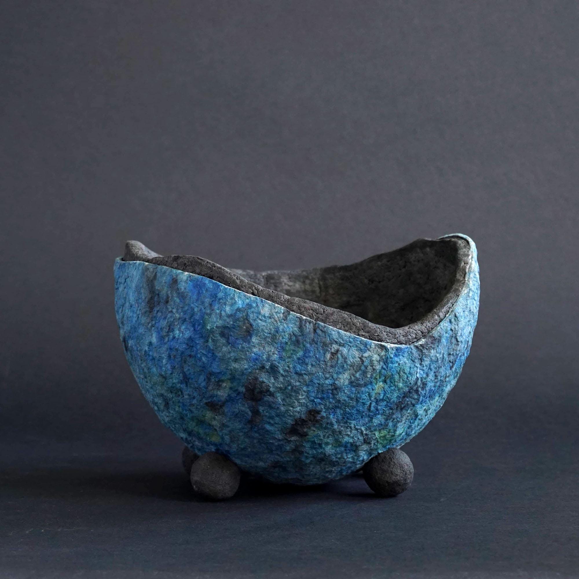 Stone-like Paper Mache Bowl, Handmade Sculptural Decor, Wabi-sabi ...