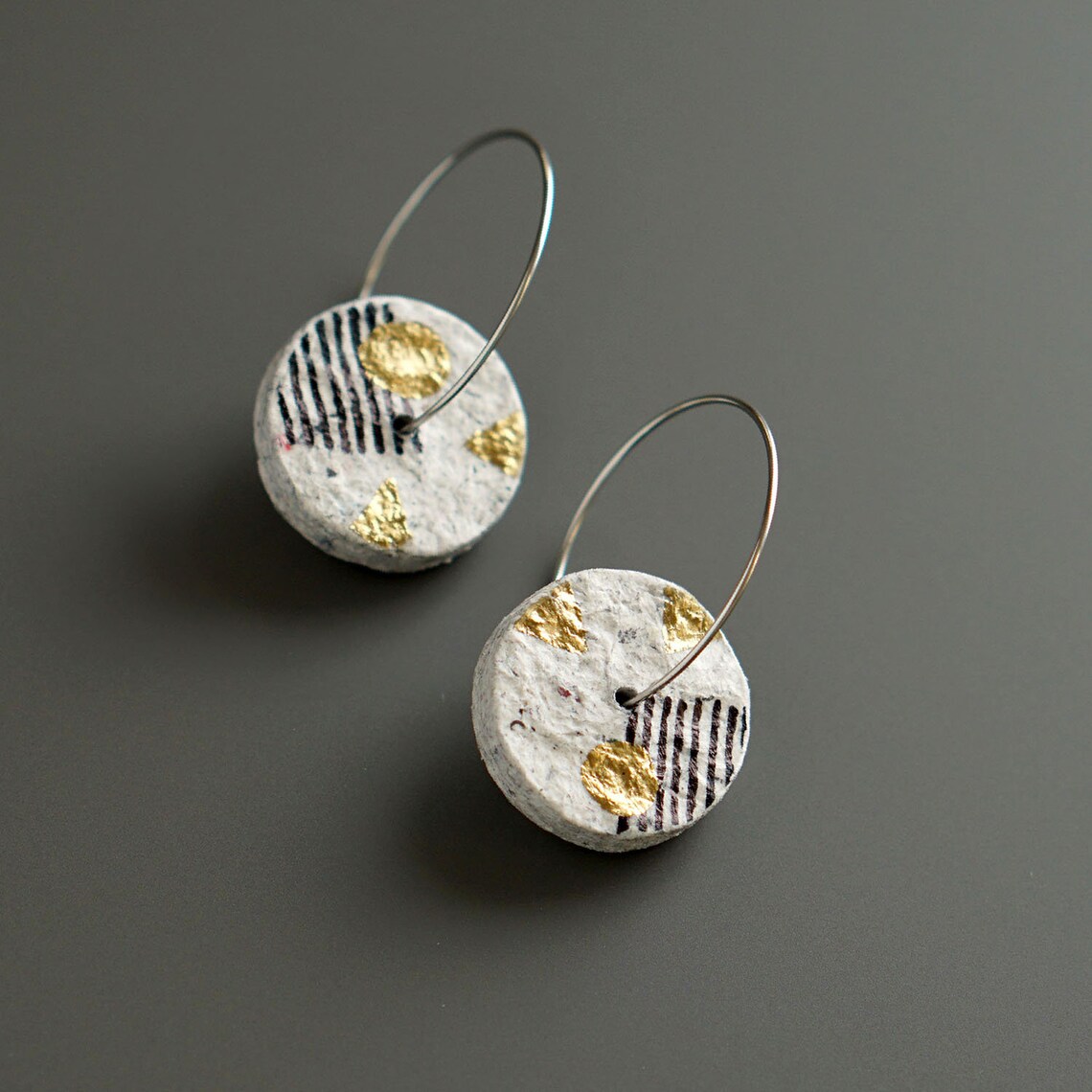 Abstract Paper Hoop Earrings, Modern Recycled Newspaper Jewelry, 1st ...