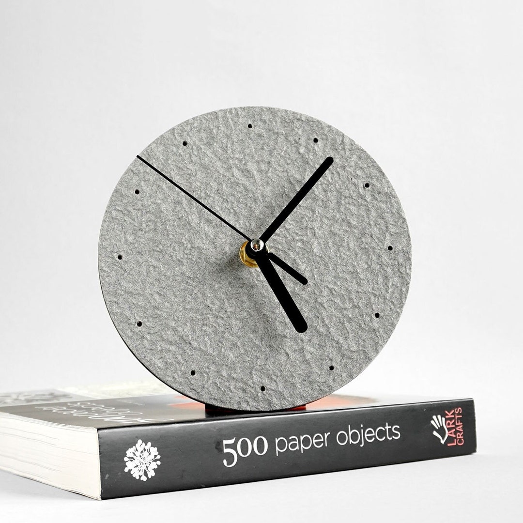 Grey Minimalist Table Clock for Modern Living Room, Handmade ...