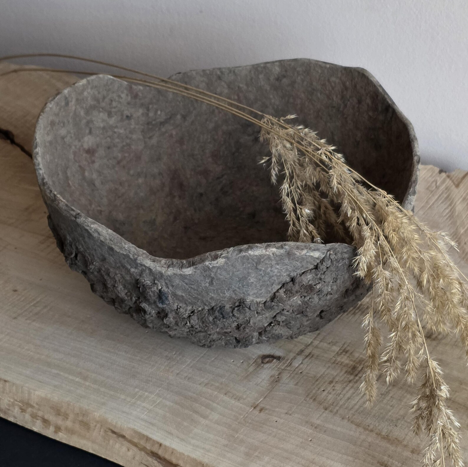 Cracked Earth Brown Paper Mache Bowl, Wabi Sabi Decor With Organic ...