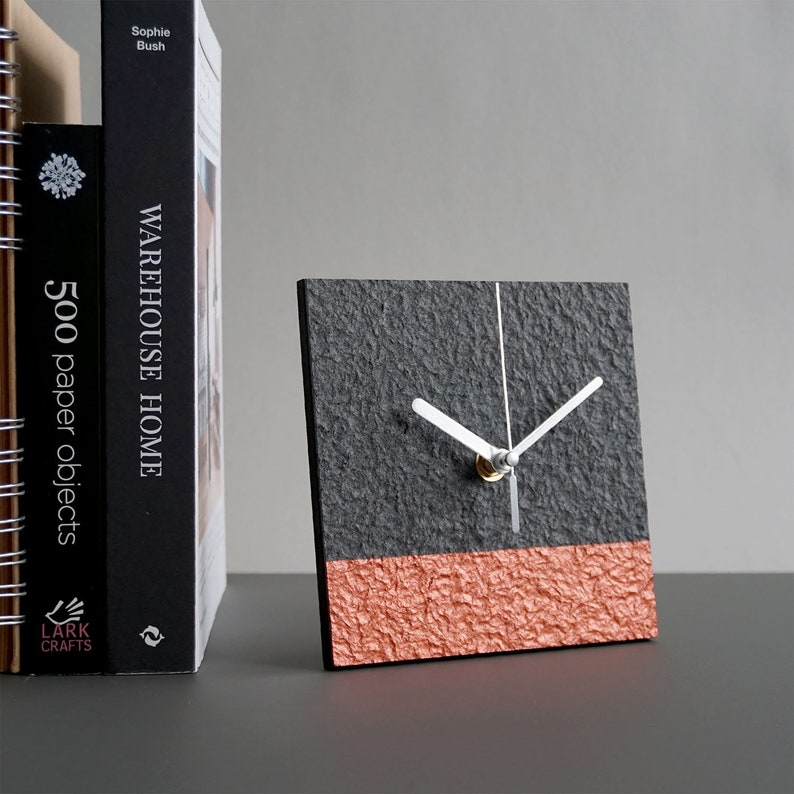 Minimalist Copper Mantel Clock, Modern Square Table Clock, 1st Wedding ...