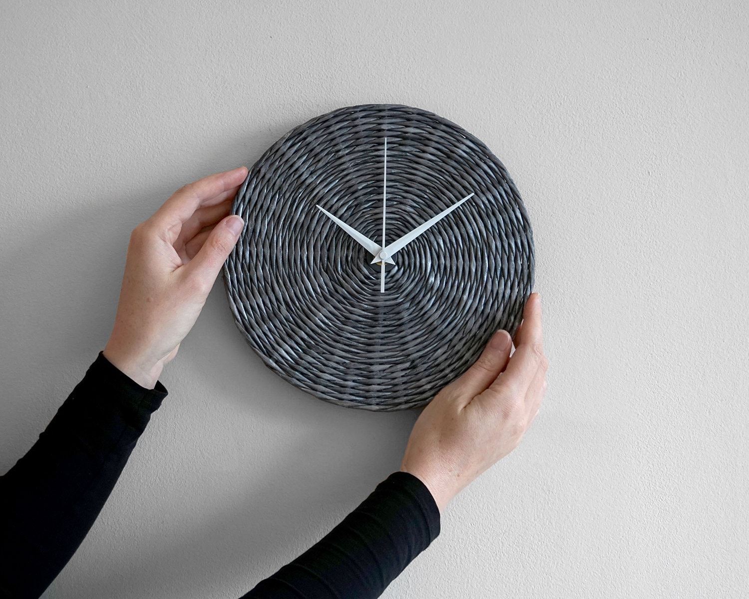 Grey Handwoven Wall Clock for Modern Industrial Interior Eco - Etsy