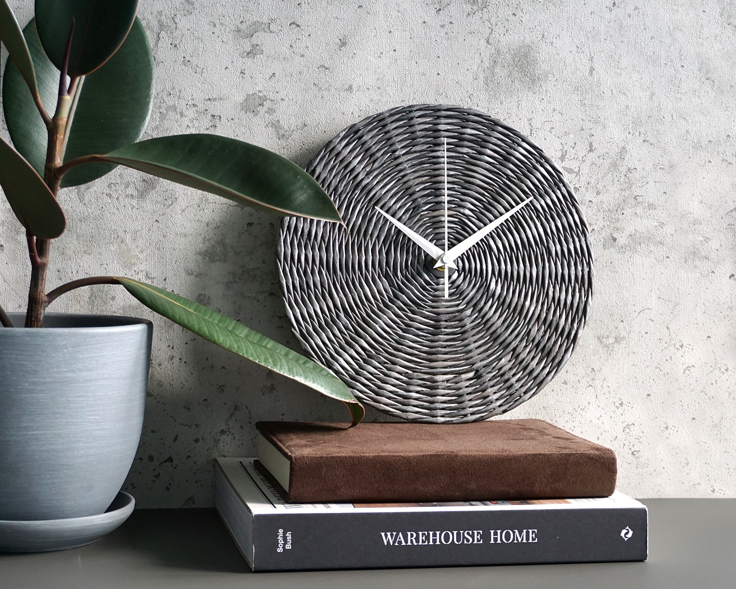 Grey Handwoven Wall Clock for Modern Industrial Interior Eco - Etsy