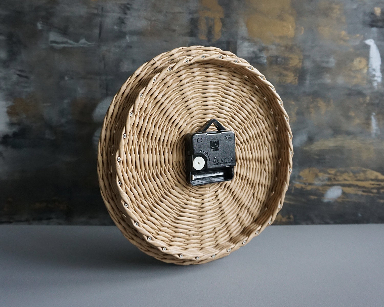 Modern Beige Wall Clock Handwoven From Ecological Wicker, Handmade ...