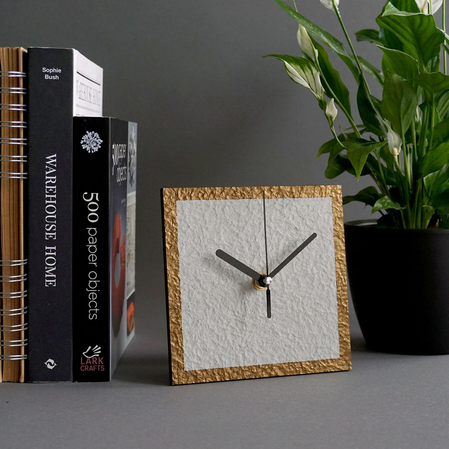 Handmade Recycled Paper Desk Clock 1st Anniversary Gift for - Etsy