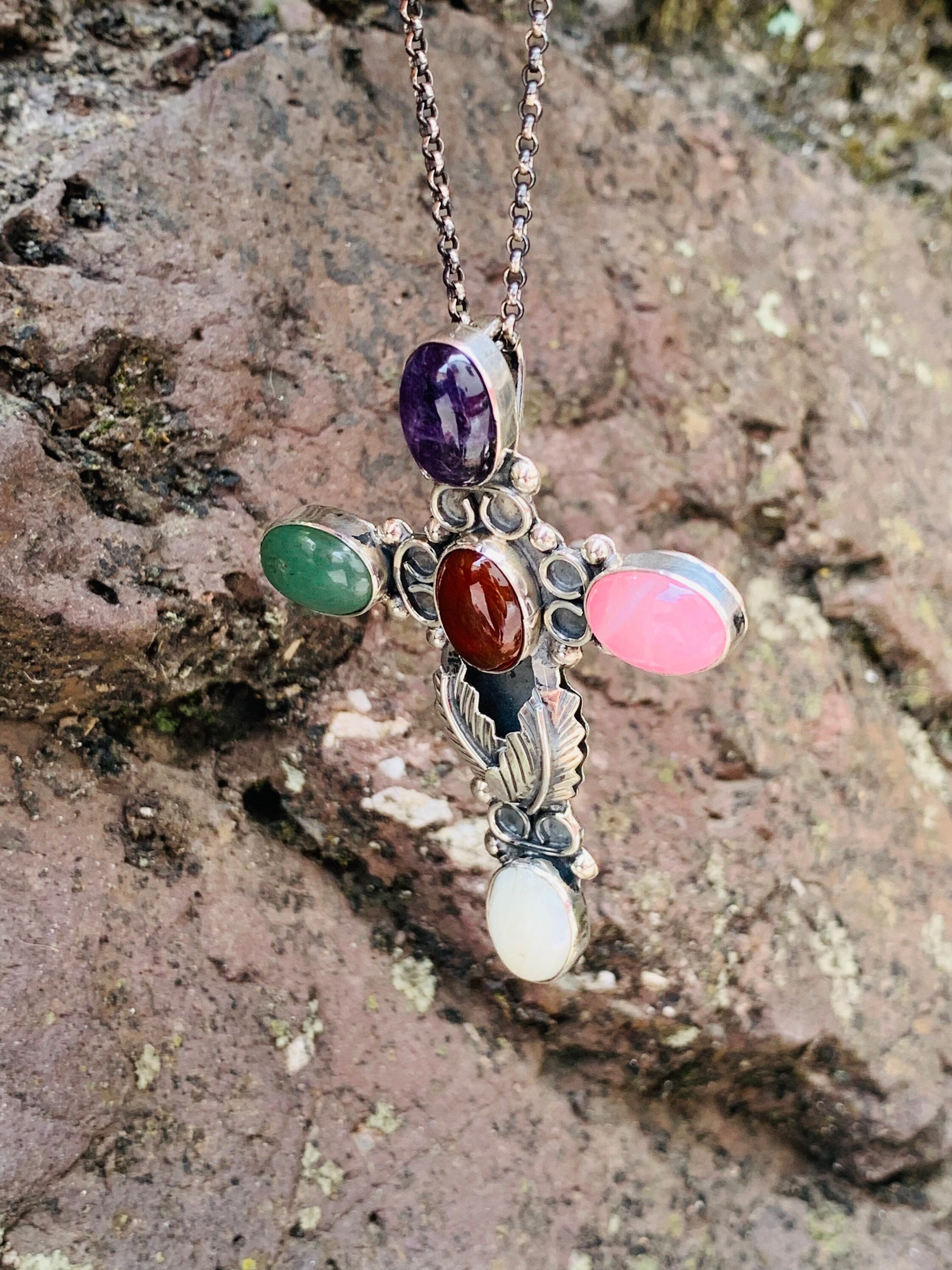 Sterling Silver Navajo Style Cross Pendant - Etsy