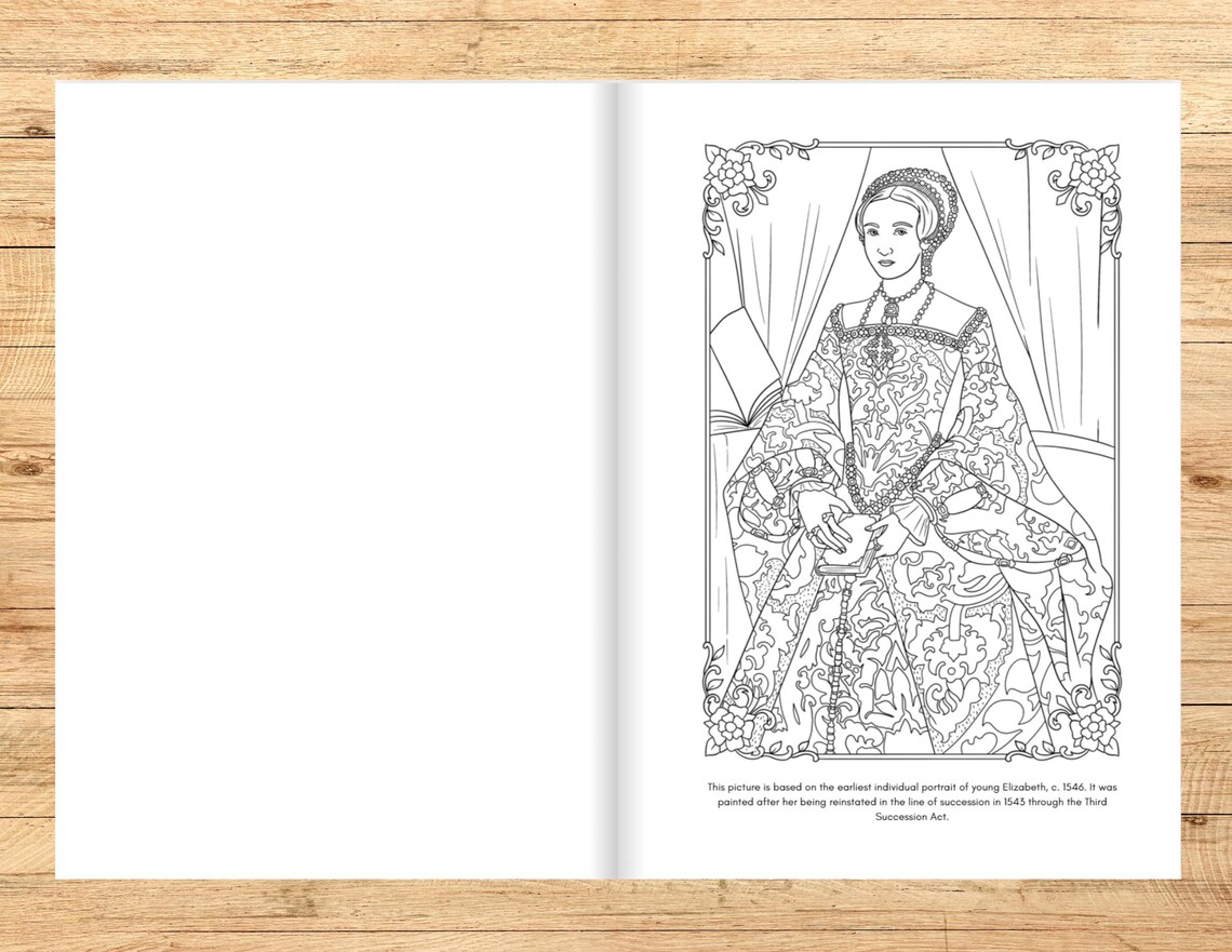 Elizabeth I Tudor Colouring Book - Etsy