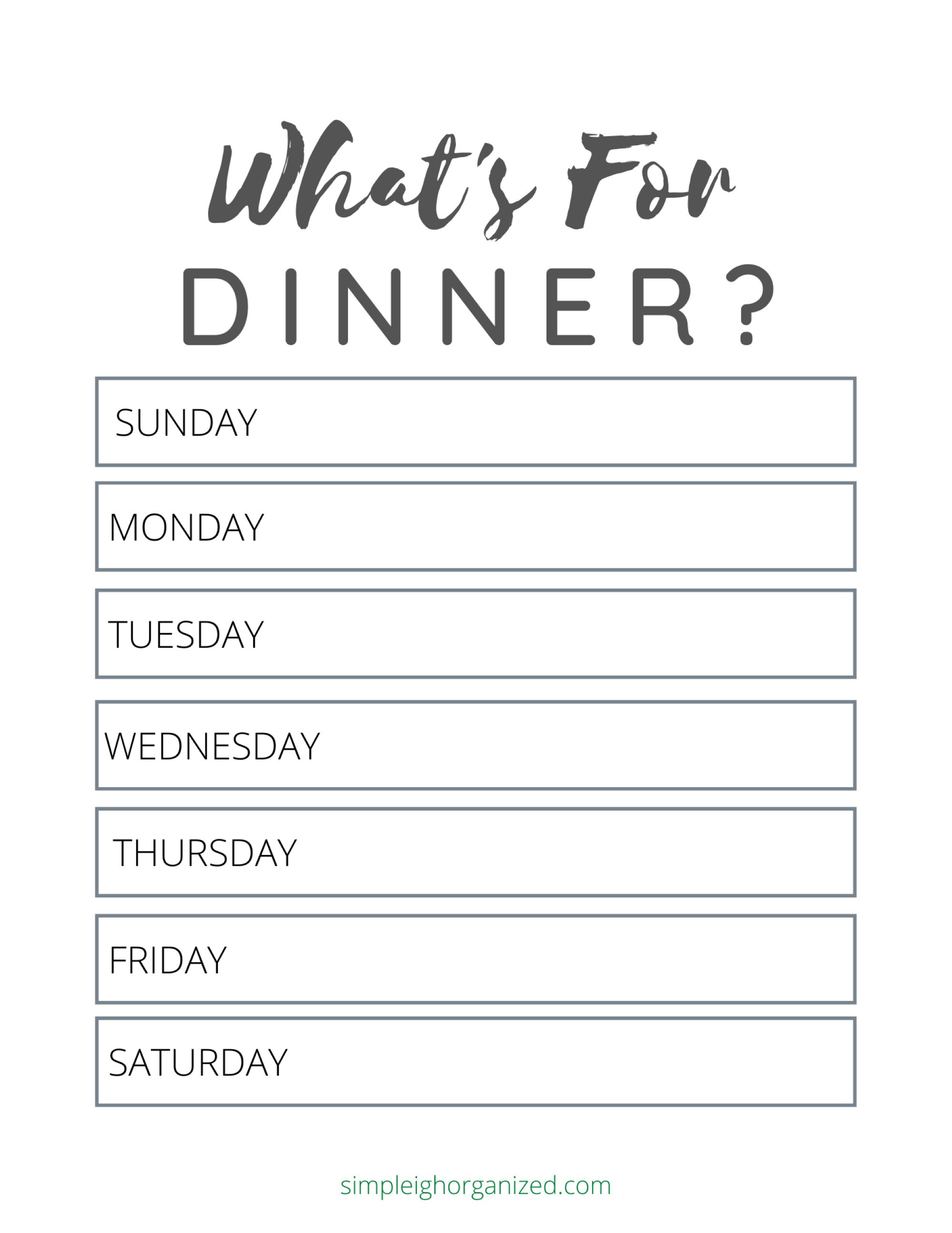Weekly Dinner Meal Planner Printable, Week 3, Recipe Cookbook, Grocery ...