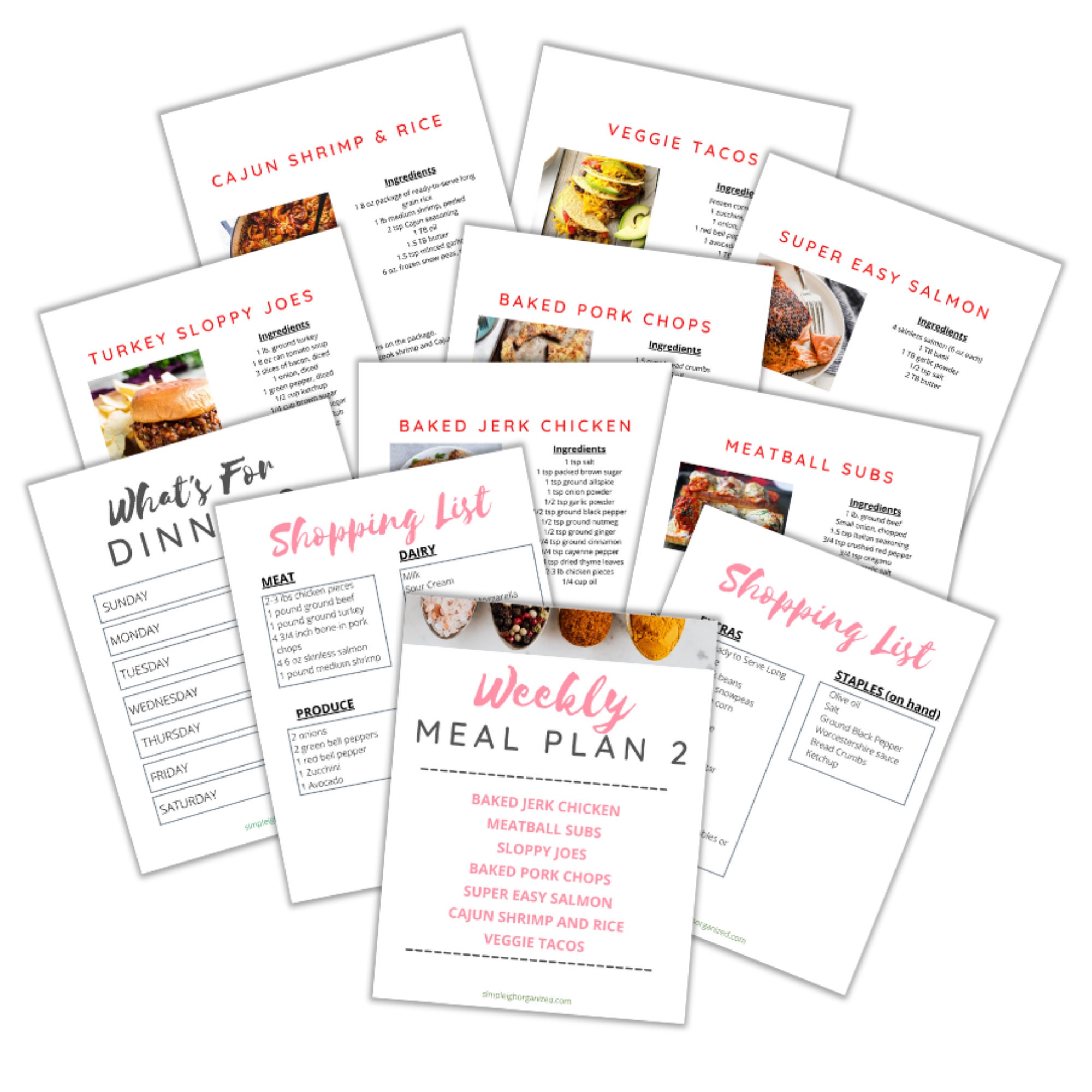 Recipe Binder Kit, Weekly Meal Planner Printable, Recipe Card, Busy ...