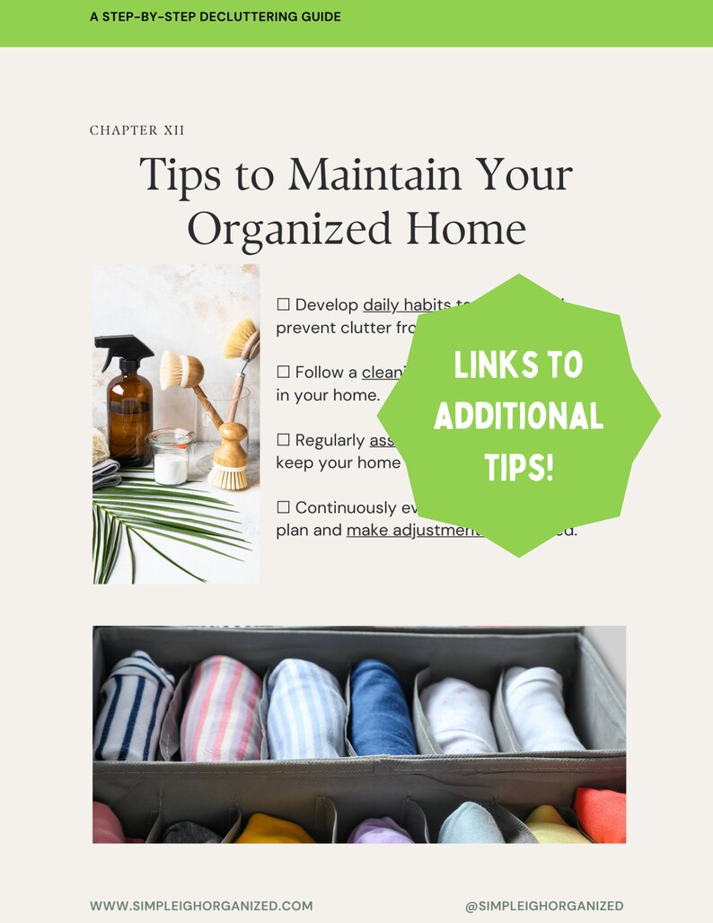 Home Declutter Guide & Organizing Checklist, Home Decluttering Ebook Workbook Planner, Busy Moms ...