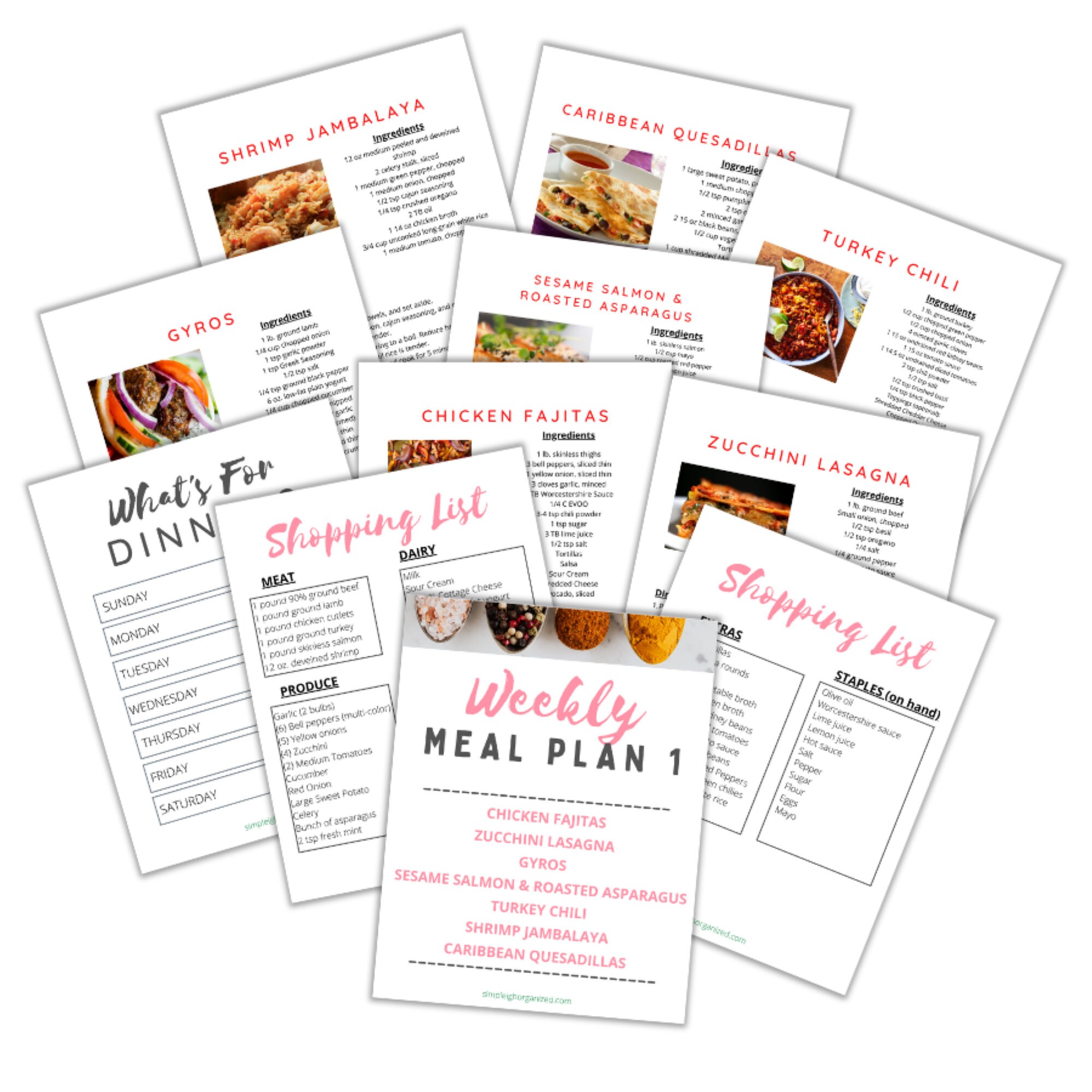 Recipe Binder Kit, Weekly Meal Planner Printable, Recipe Card, Busy ...
