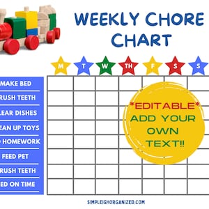 Editable Chore Chart Printable Bundle, Girl, Boy, Daily Kids Planner ...