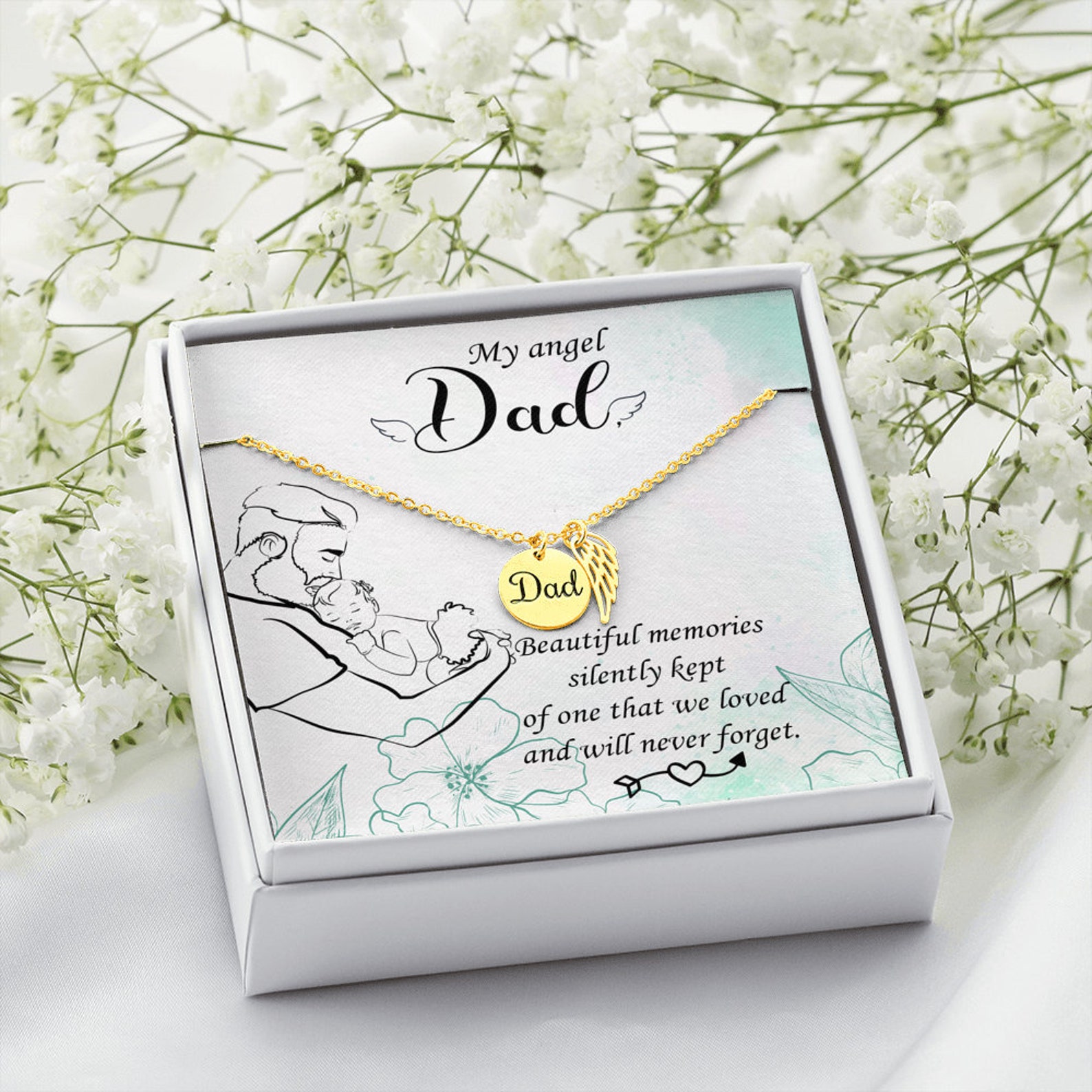 Memorial Jewelry Dad Memorial Sympathy necklace Condolence | Etsy