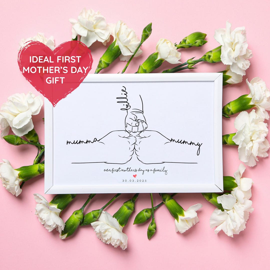 Two Mums First Mother's Day Fist Bump Print, New Birth Two Mums Print ...