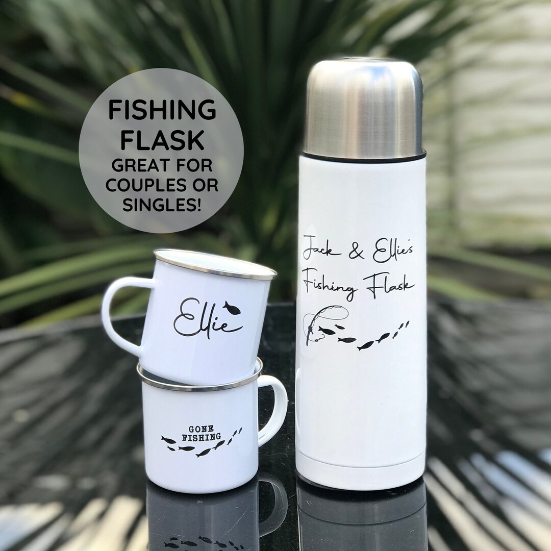 Fishing Flask and Mug Set, Fishing Gift, Gone Fishing Flask, Fishing Gift for Couple ...