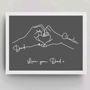 Personalised Hand Hearts Father and Daughter, Fathers Day Art, Heart ...