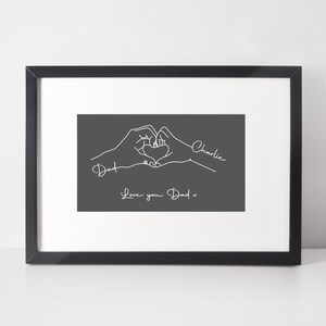 Personalised Hand Hearts Father and Daughter, Fathers Day Art, Heart ...