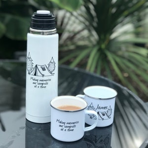 Camping Mug and Flask Set, Camping Gift, Flask, Tent Gift, Personalised ...
