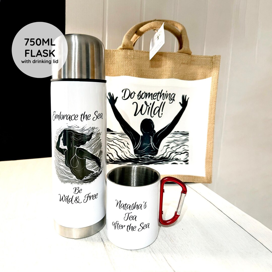 Wild Swimming Sea Swimmers Gift Set, Sea Swimmers Flask and Cup Set ...