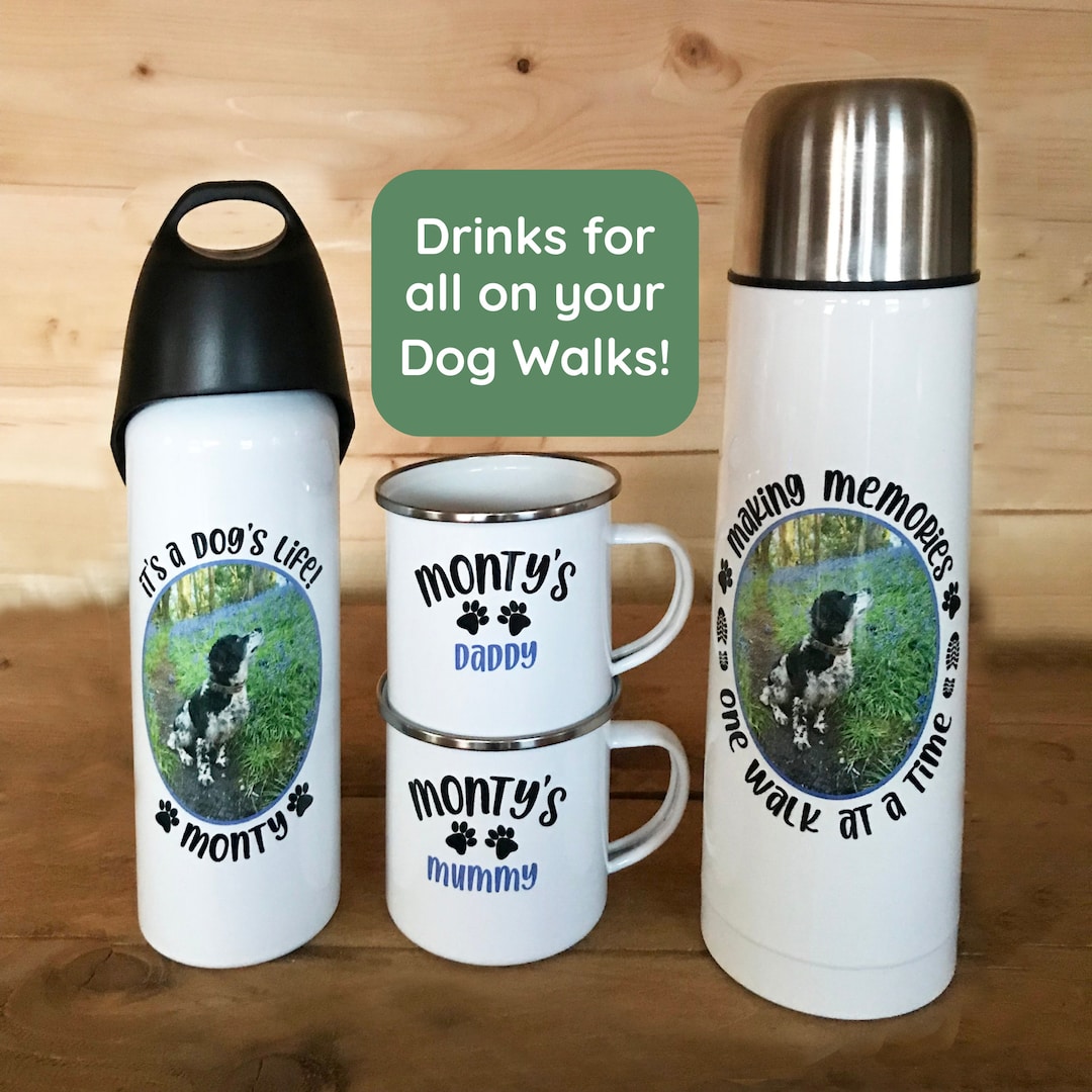 Your Dog on a Water Bottle, Dog Walking Flask, Walkers Gift, Dog Walker ...