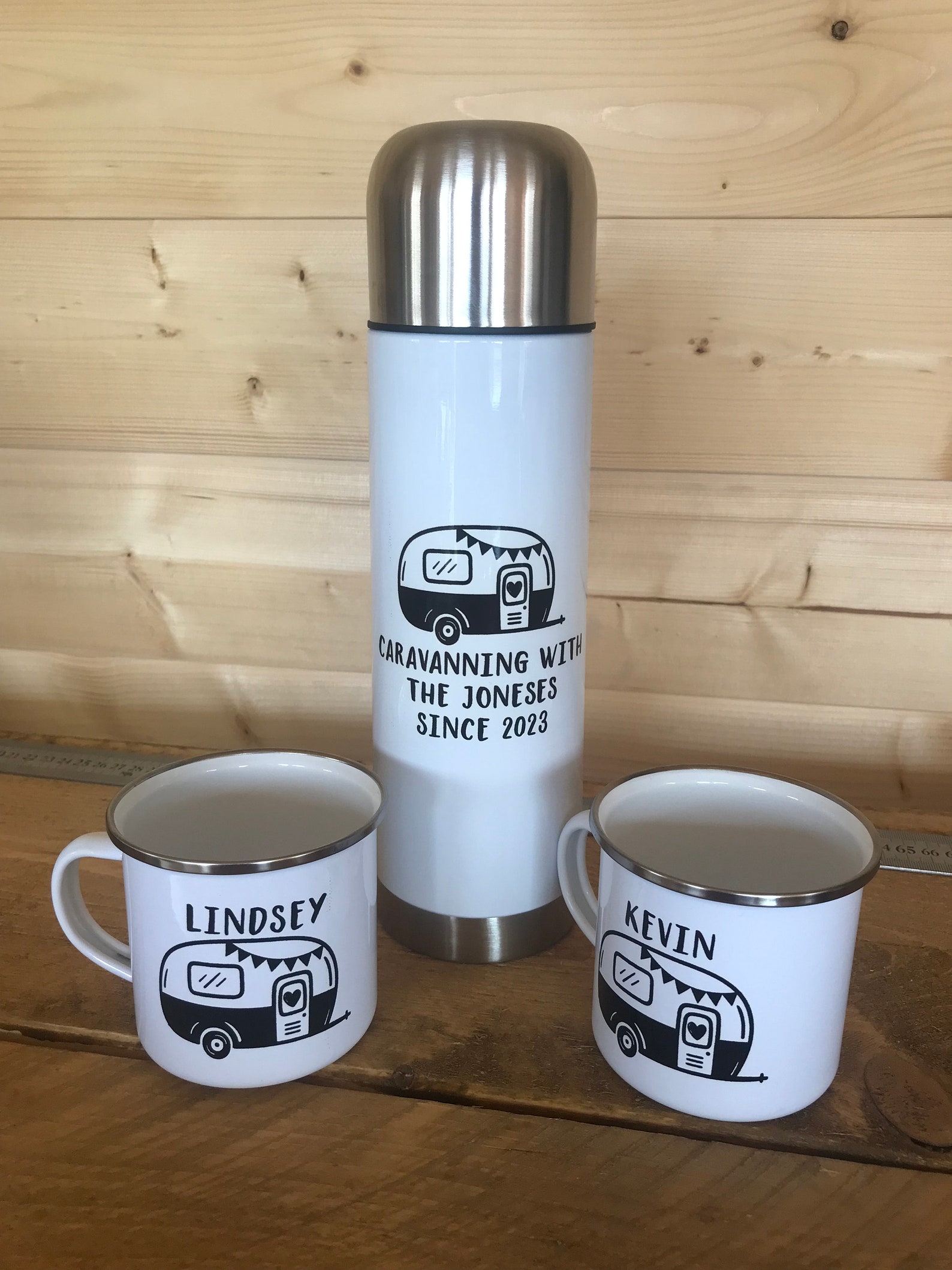 Caravan Flask and Mug Set, Motorhome Gift, Flask, Caravan Gift ...
