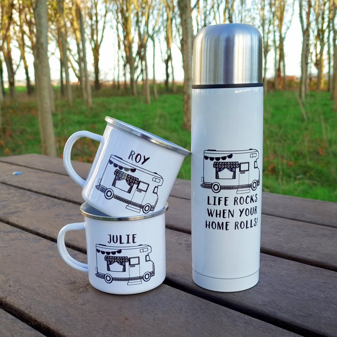 Motorhome Mug and Flask Set, Campervan Gift, Flask, Caravan Gift ...