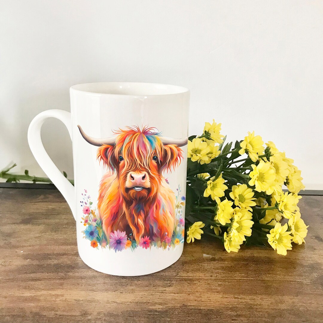 Personalised Highland Cow Bone China Cup, Best Friend Gift, Cute Cow ...