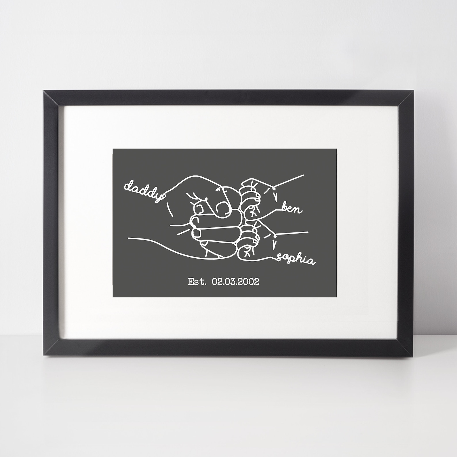 Personalised Hand Drawn Daddy and Twins Print Minimalist Line - Etsy