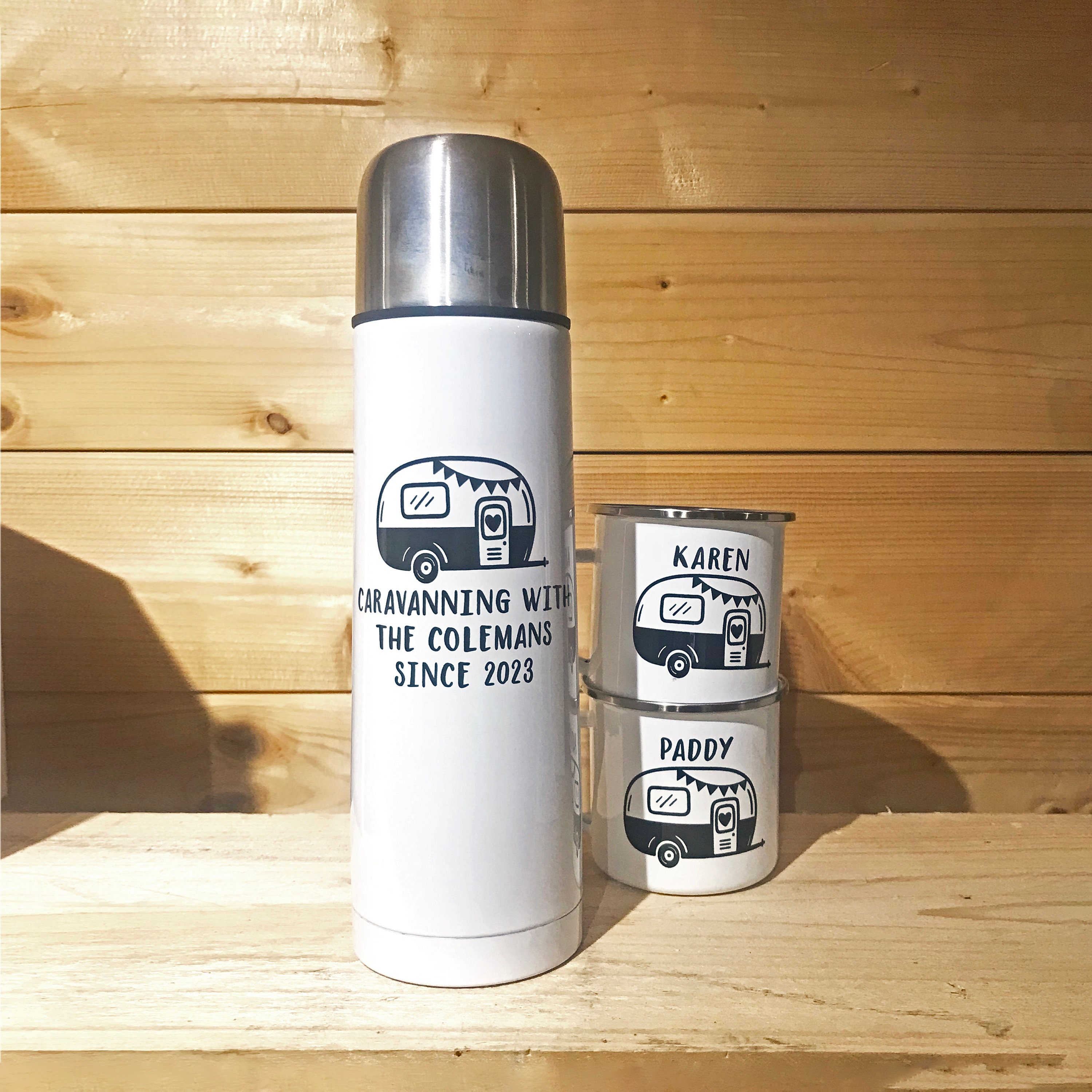 Caravan Flask and Mug Set, Motorhome Gift, Flask, Caravan Gift ...
