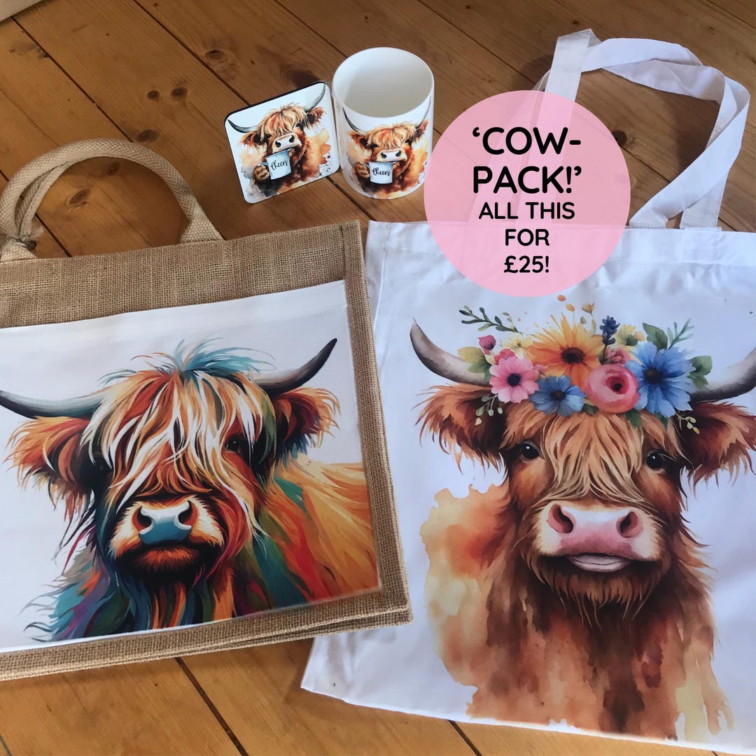 Highland Cow Gift Set, Highland Cow Bag, Highland Cow Bone China Mug ...
