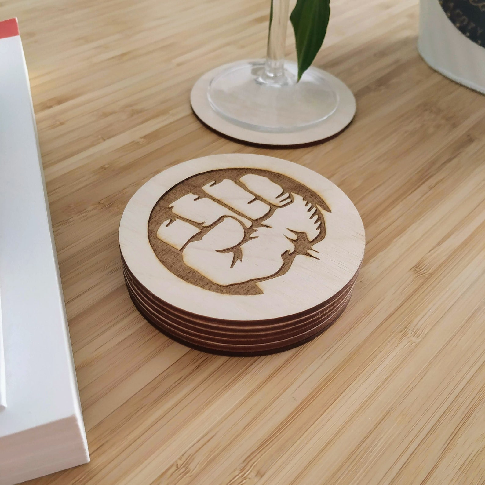 Marvel Hulk Laser Engraved Coaster Set Hulk Fan Gifts Hulk | Etsy