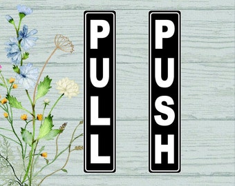 PUSH PULL Decals for Door, Set of 2 Decals, Push Pull Door Sign Vinyl ...