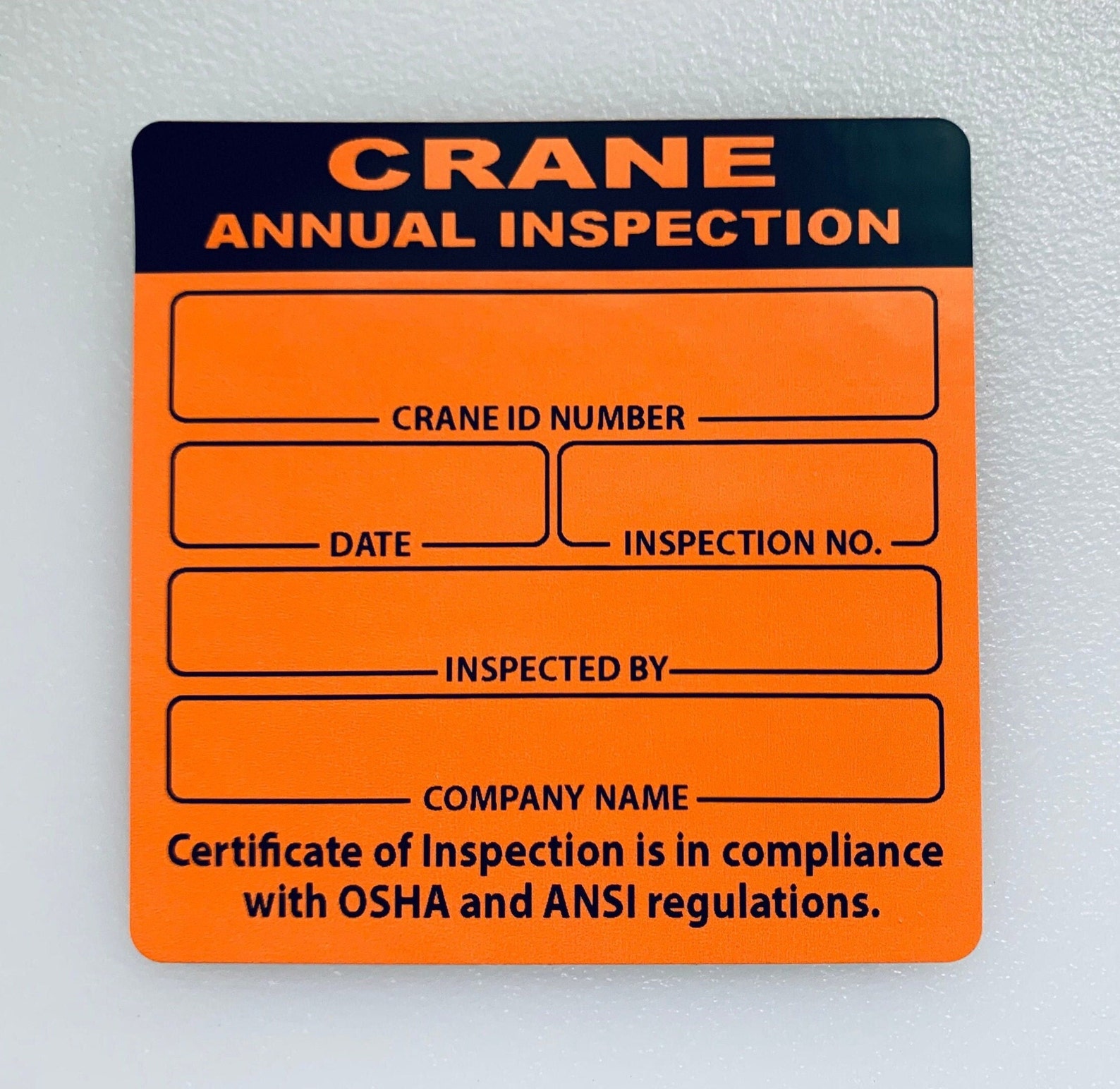 Annual Crane Inspection Certificate Stickers, Polyester Labels, Size 3 ...
