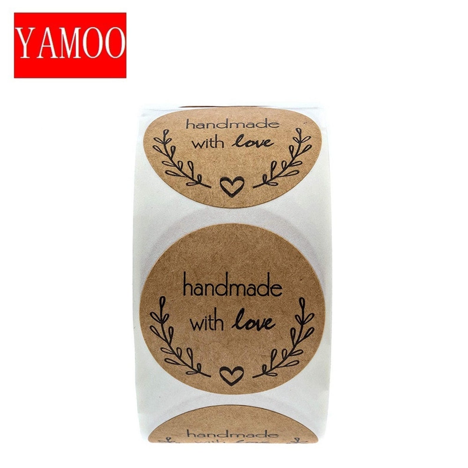 Handmade With Love Stickers Thank You Labels Brown Black - Etsy UK