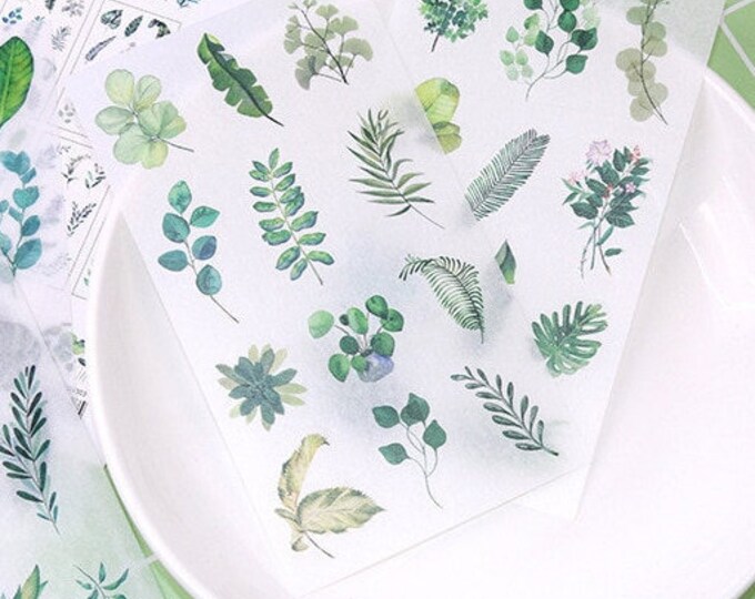 Foliage Sticker Set, Green Leaf Planner Stickers, Leafy Plant Stickers ...