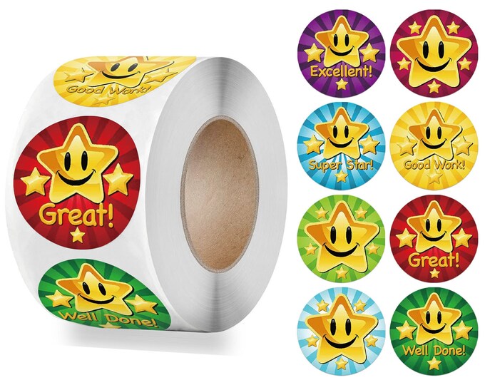 Circle Star Reward Stickers 25mm Kids Children Teachers Parents Labels ...