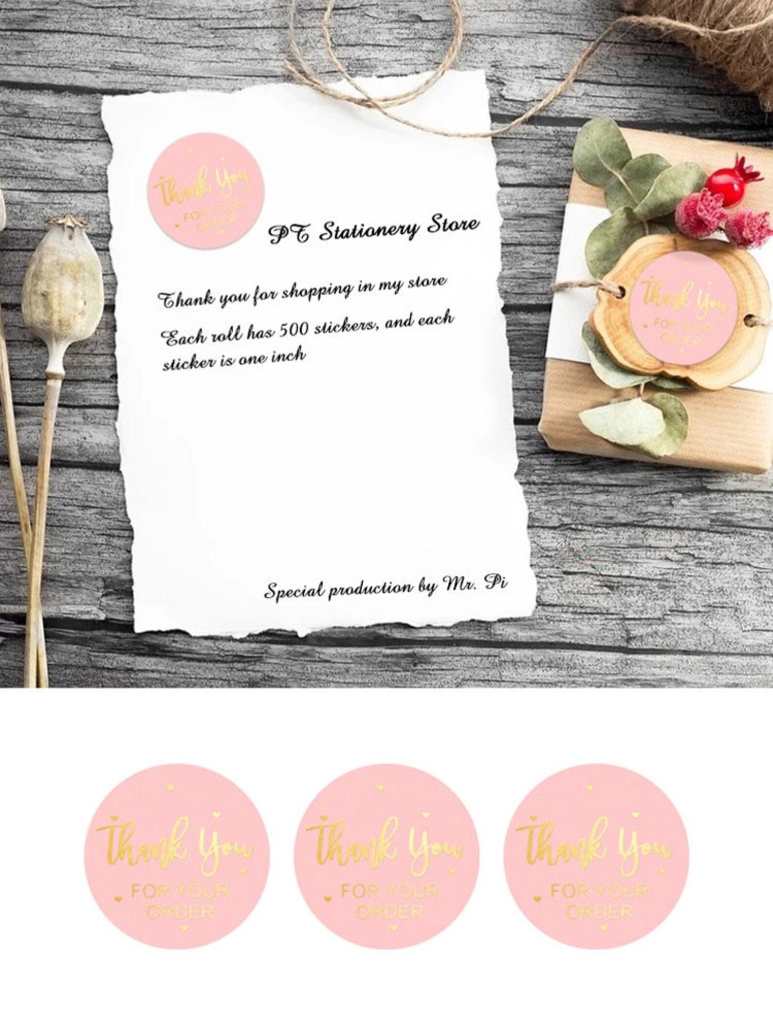 Thank you For Your Order Stickers Hand Made Labels Pink Gold | Etsy