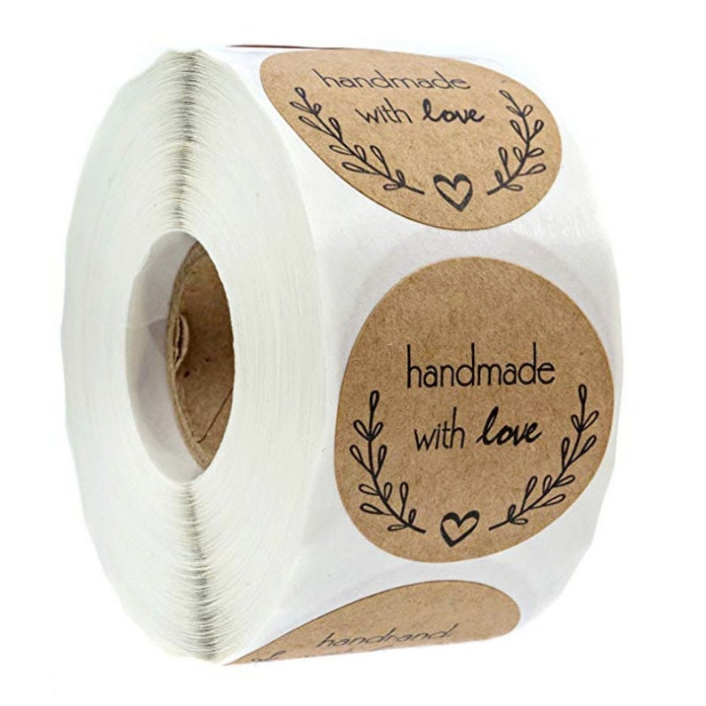 Handmade With Love Stickers Thank You Labels Brown Black - Etsy UK