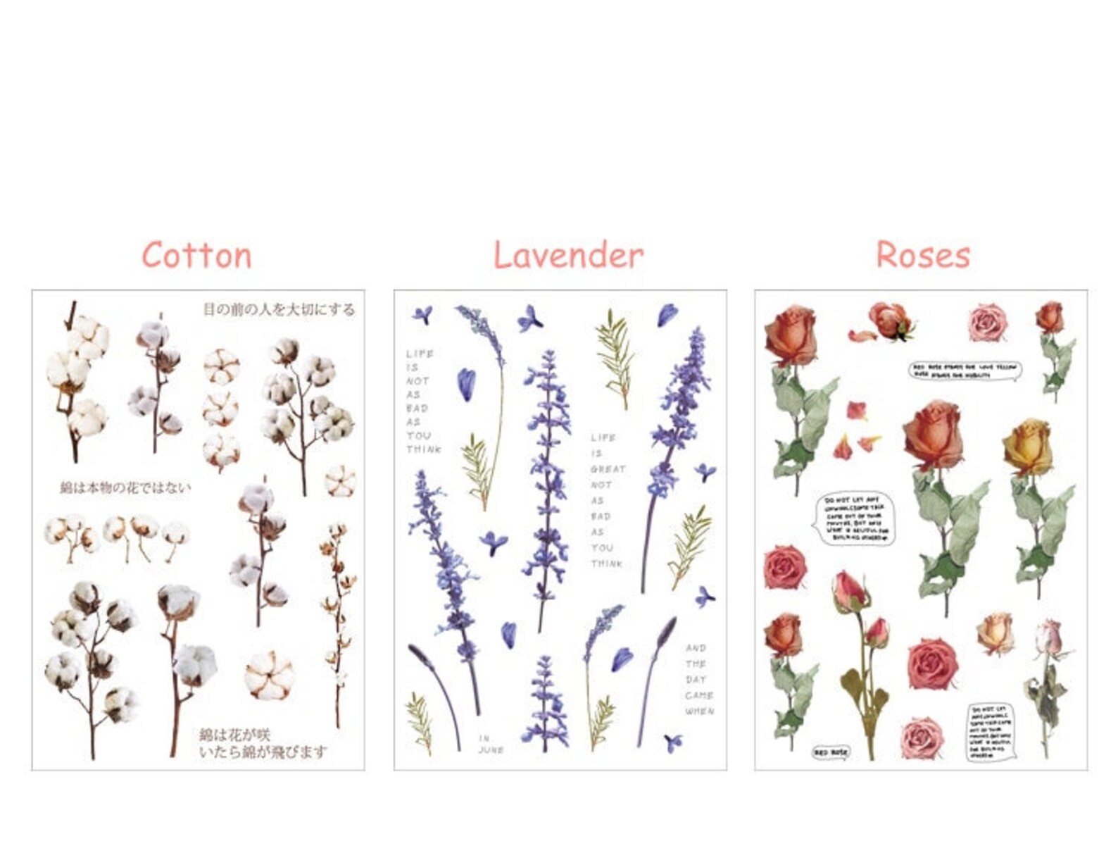 Stickers Nature Stickers Floral Stickers Transparent | Etsy UK