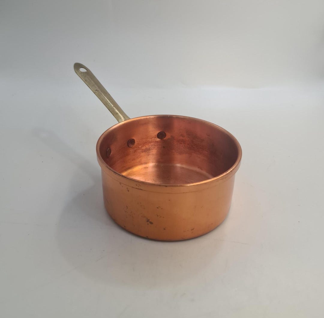 Vintage Small Hand Made Copper Pan With Brass Handle Made in Portugal ...