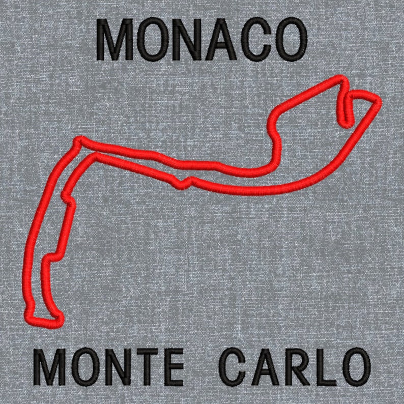 Formula 1 Race Track Monaco Monte Carlo Machine Embroidery Design ...