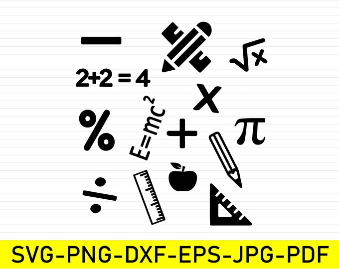 138 Bundle Algebra SVG Icons | Math Equations Teaching PNG Digital ...