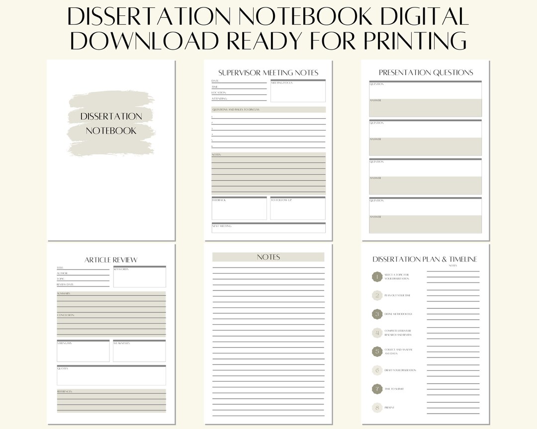 Printable Dissertation A4 Notebook | Dissertation Journal ...