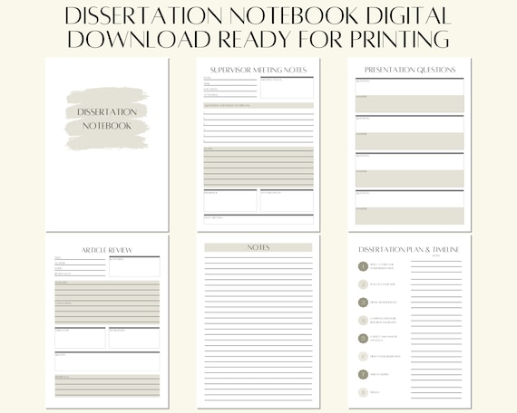 Printable Dissertation A4 Notebook Dissertation Journal - Etsy