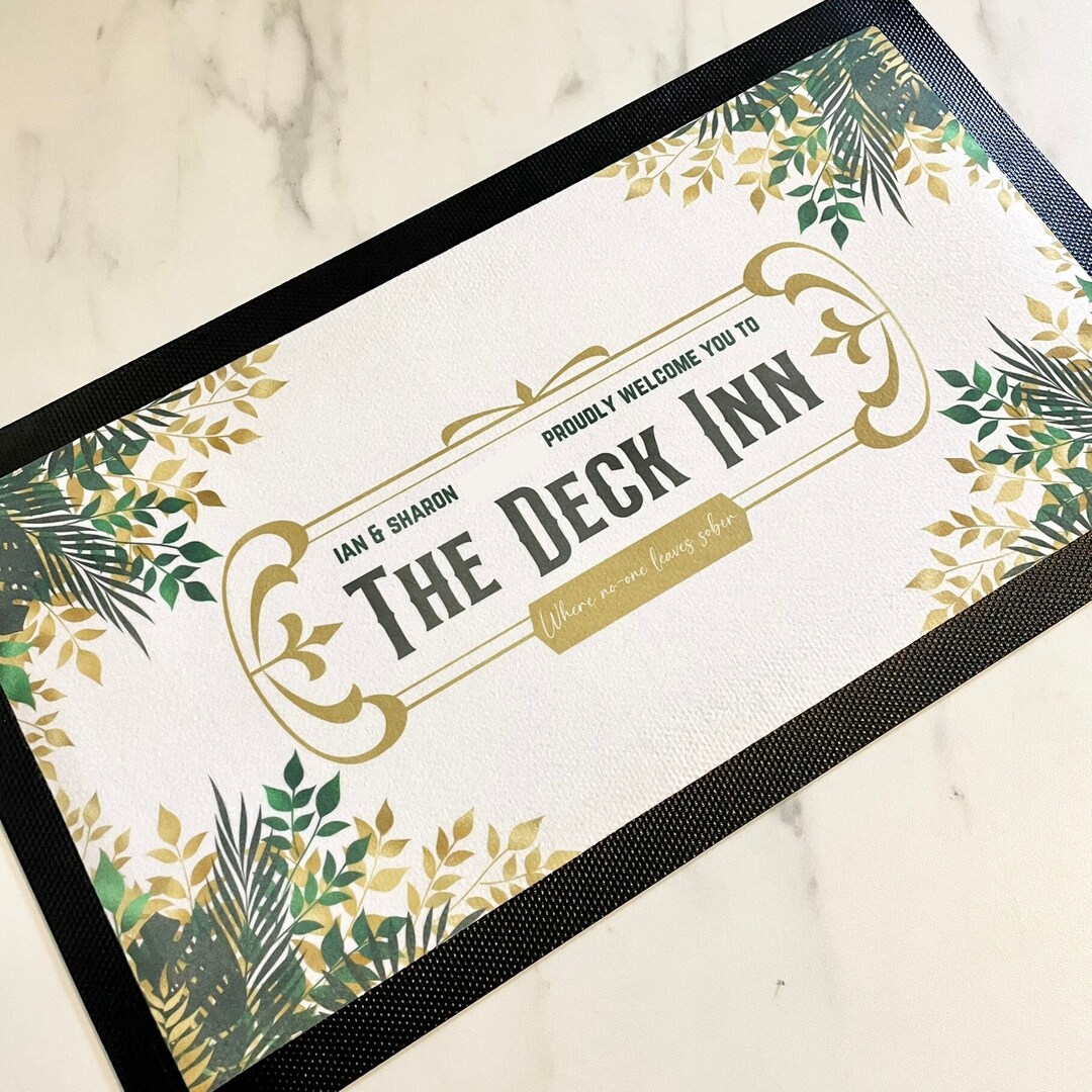 Personalised Bar Runner Home Bar Accessory Art Deco Style Gin Bar Mat ...