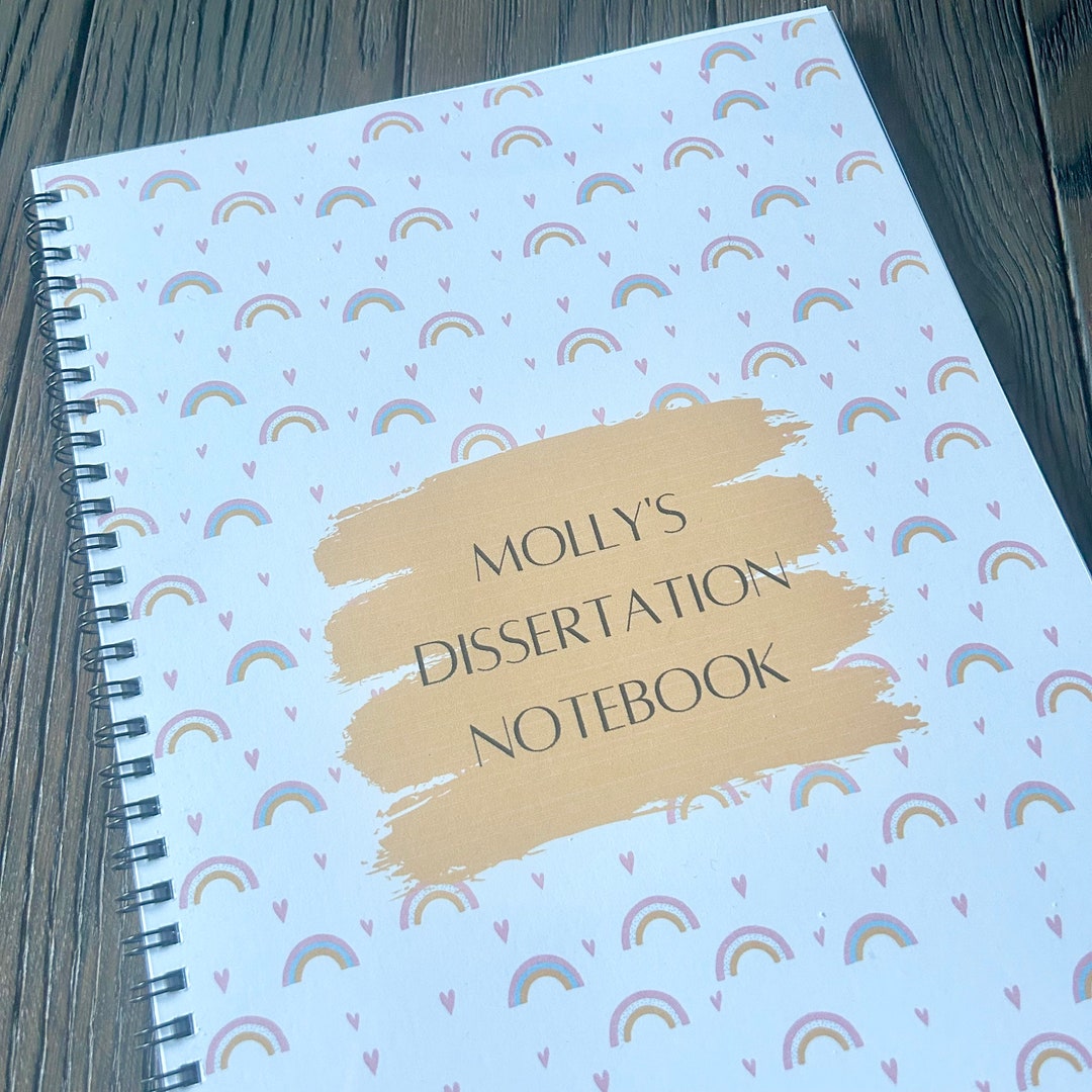 Personalised Dissertation A4 Notebook With Cute Rainbow Cover ...