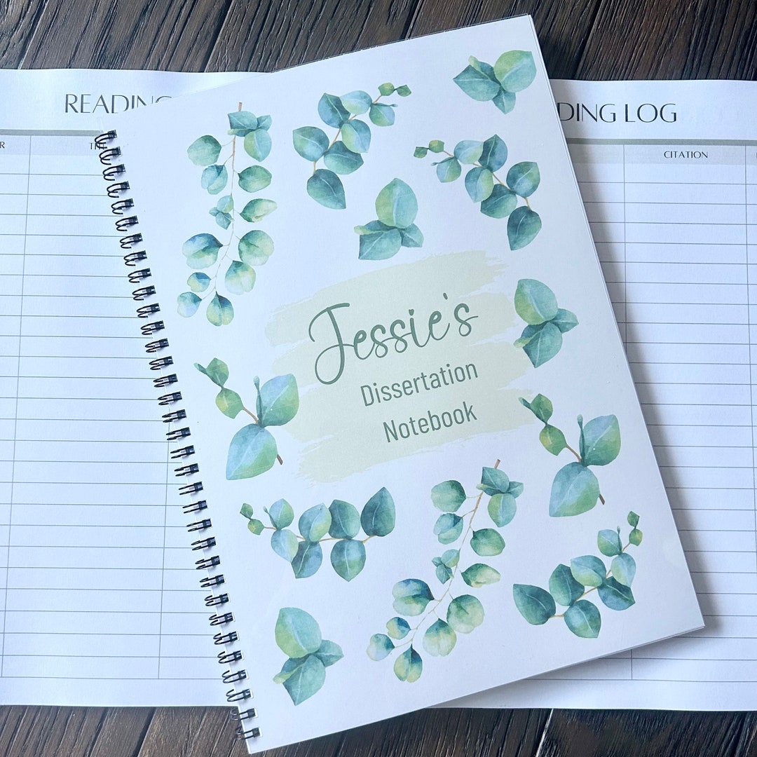 Personalised Dissertation A4 Notebook With Eucalyptus Print Cover ...