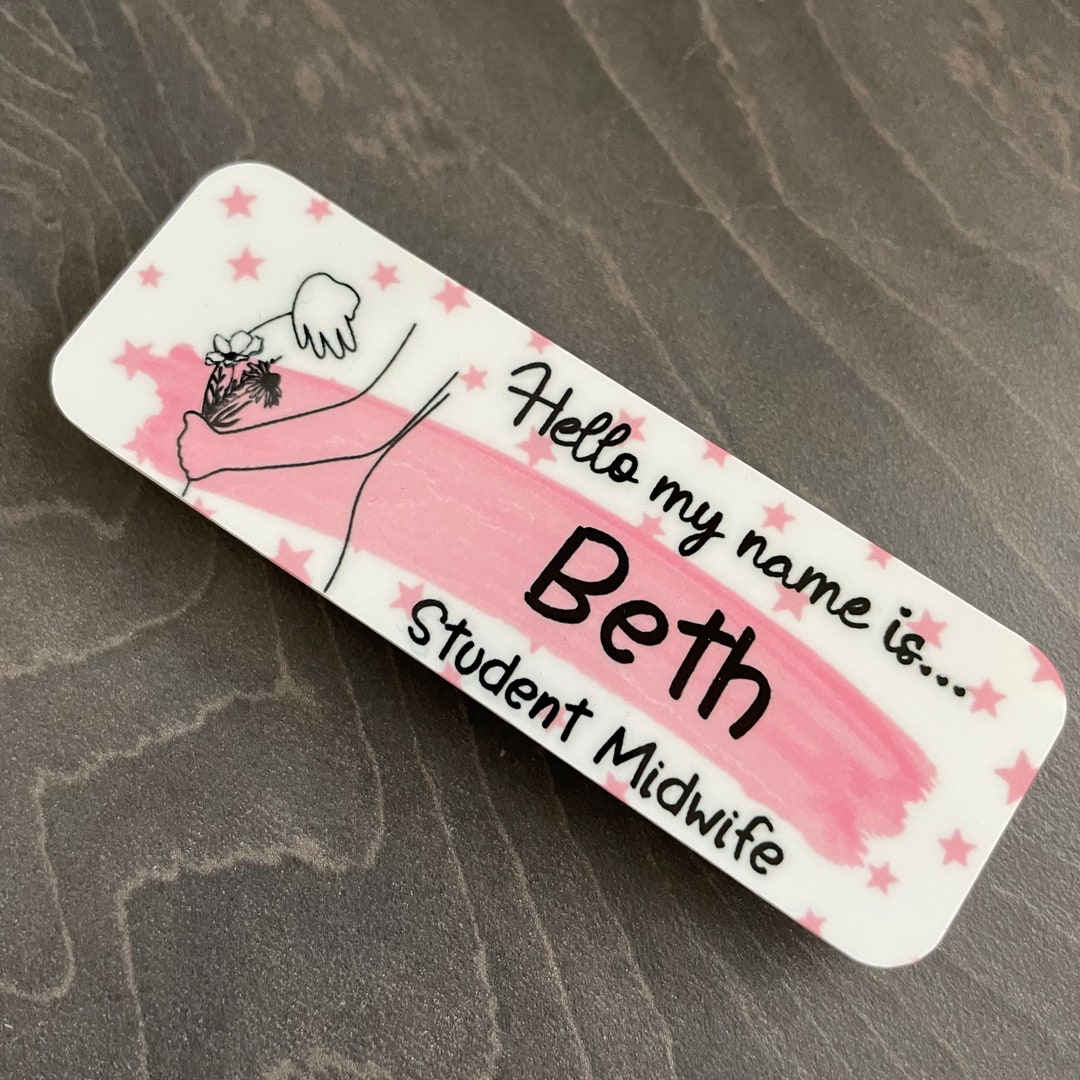 Pink Bump Personalised Hello My Name Is... Name Badge for Midwife ...