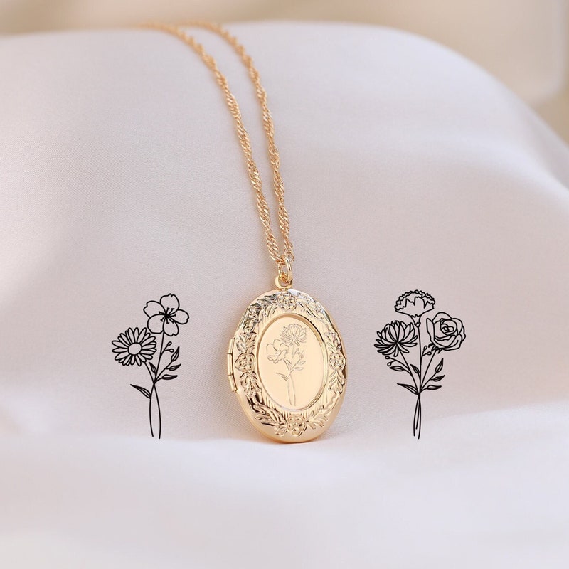 Gold Flower Locket Rose - Etsy