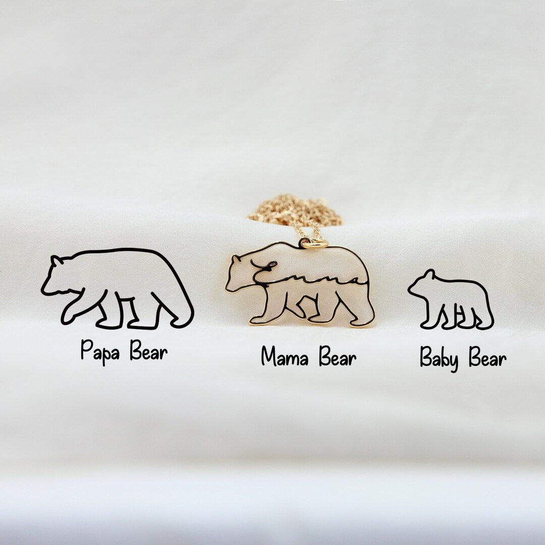 Mama Bear Necklace With Name, Papa Bear Baby Bear Name Necklace ...